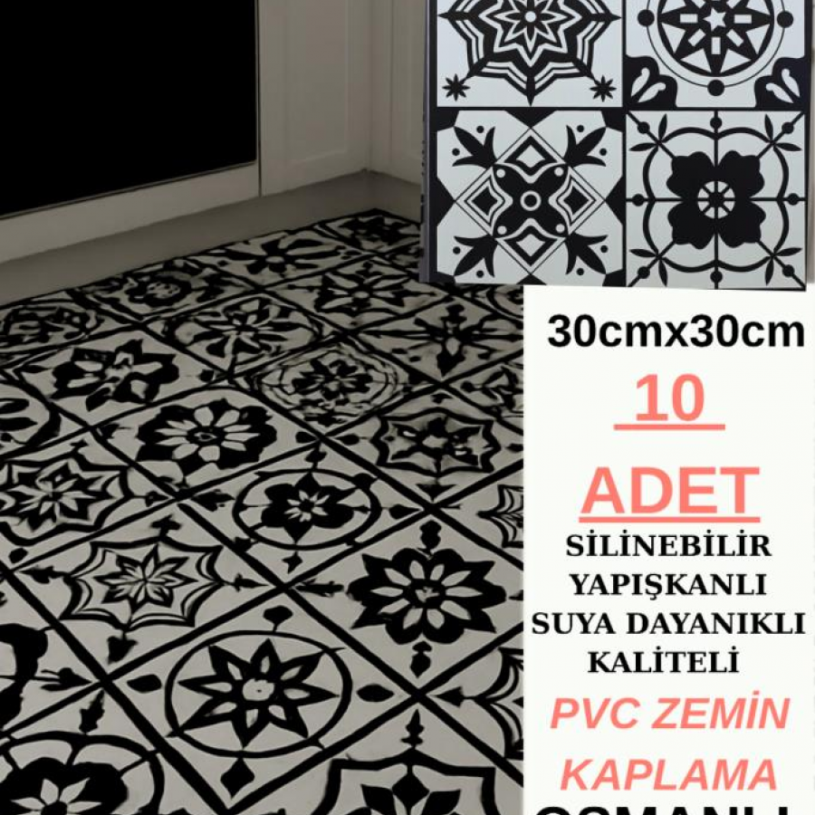 30cmx30cm 10 Adet Yapışkanlı Osmanlı çini Floor Pvc Panel Zemin Kaplama ...